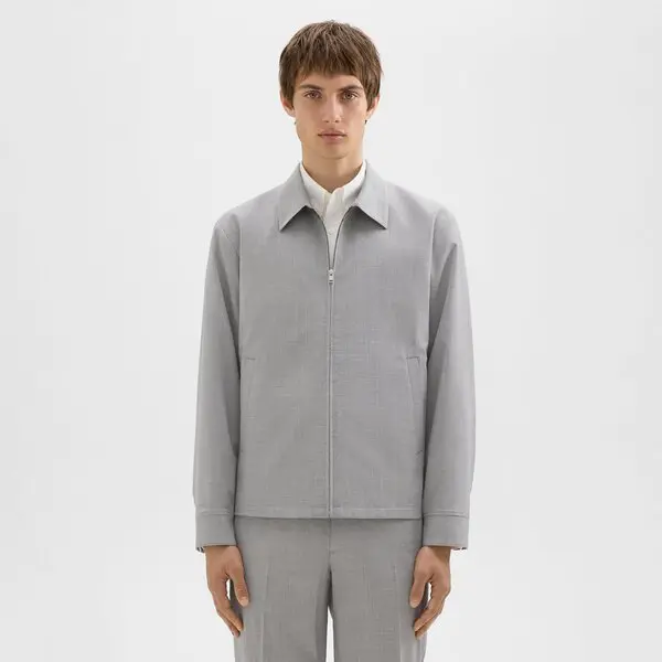 Theory Hazelton Zip Jacket In Stretch Wool In Vapor Melange - 60